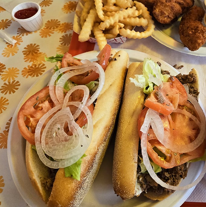 Steak hoagies loaded with fresh toppings on pillowy rolls – the kind of sandwich that makes you wonder why you'd ever eat anything else.