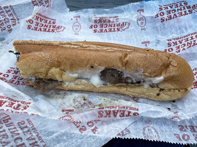 Behold the steak sandwich in its natural habitat—simple, honest, and ready to make your taste buds stand up and salute.