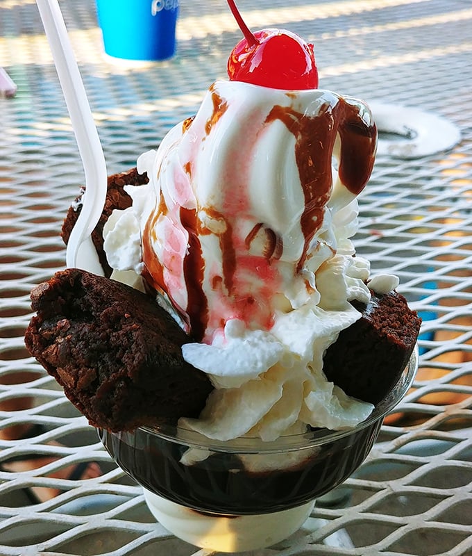 Dessert engineering at its most magnificent. Layers of brownie, ice cream, and hot fudge create the kind of sundae that makes adults giggle like children.