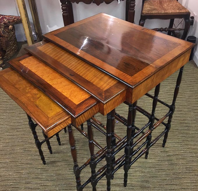 Nested tables that slide together like Russian dolls—perfect for the cocktail party host who's always short on space.