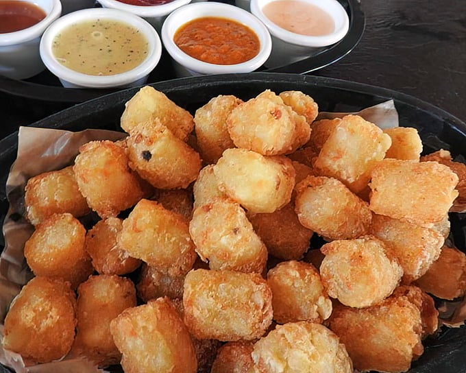 Golden nuggets of potato perfection. These tater tots aren't just crispy—they're what your childhood cafeteria tots dreamed of becoming when they grew up.