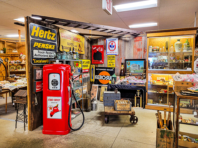 That vintage Texaco pump isn't just decoration—it's a gas station time machine that'll fuel your nostalgia for simpler days.