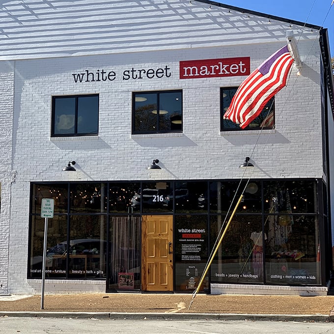 White Street Market stands proudly with its American flag – a modern shop with old-fashioned values in a building that's seen generations come and go.