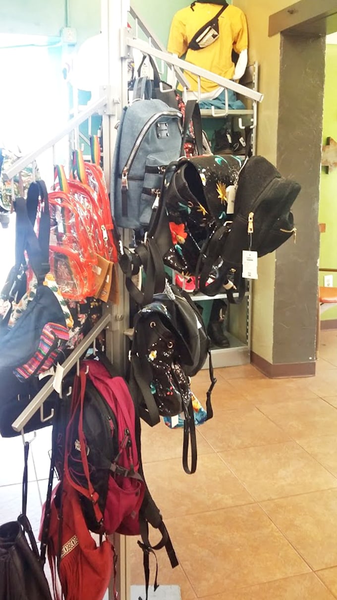 Backpack heaven for the perpetually curious—each bag ready for its next adventure, whether it's a hike through Sabino Canyon or just Tuesday's classes.