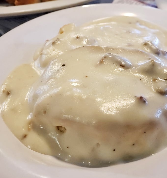 Biscuits and gravy so creamy and peppery, they could make your grandma jealous. This is why elastic waistbands were invented.