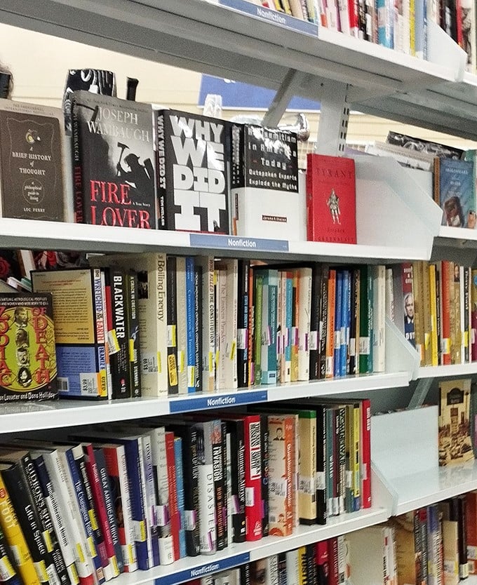 The nonfiction section: where forgotten bestsellers and obscure titles create the world's most democratic library, no late fees required.