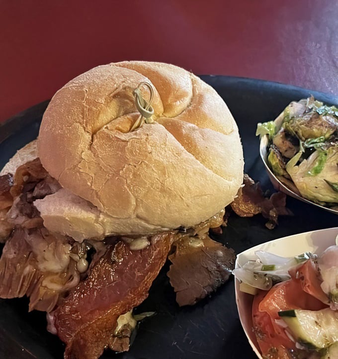 The perfect brisket sandwich doesn't exi— Oh wait, there it is, nestled in that pillowy kaiser roll like it was destined to be there.
