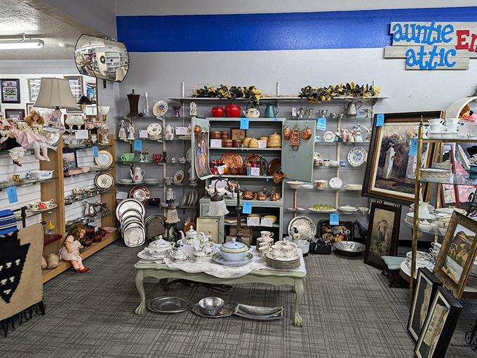 Treasure hunters rejoice! This Little Bit of Attic corner houses ceramic gems that whisper stories of dinner parties and holiday gatherings past.