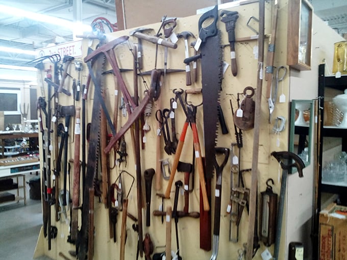 Antique tools displayed like museum pieces – back when things were built to outlast their owners' grandchildren.