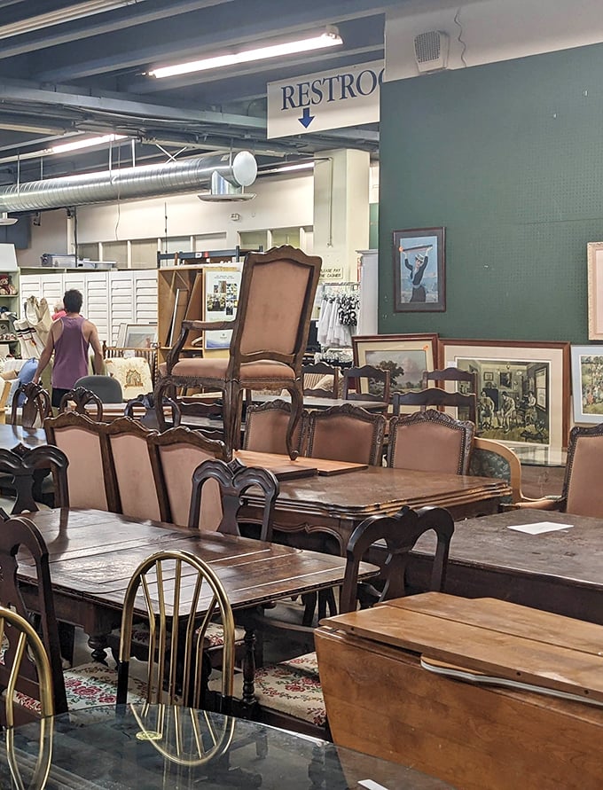 Dining tables arranged like a scene from "Downton Abbey" meets "Mad Men"—just add your family and create the next chapter.