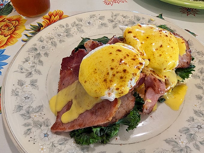 Eggs Benedict that would make a French chef nod in approval—perfectly poached eggs performing a magic trick with that hollandaise sauce.