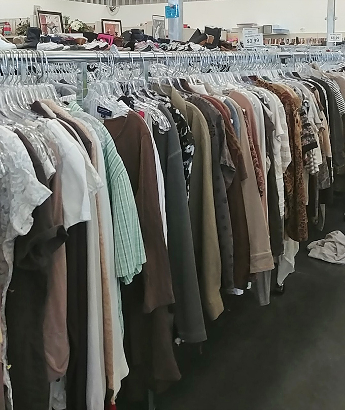 Each hanger holds possibility—these aren't just clothes, they're future outfits waiting to make someone feel like a million bucks.