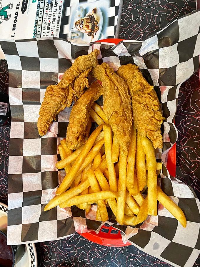 Golden-battered fish and perfectly executed fries—proof that simplicity, when done right, beats culinary gymnastics every time.
