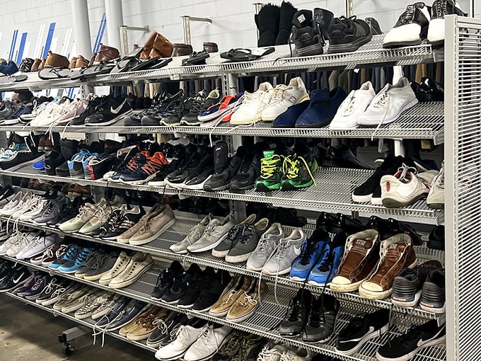 The shoe department—where Cinderella would have multiple options for her glass slipper moment, all at prices that won't turn your wallet into a pumpkin.