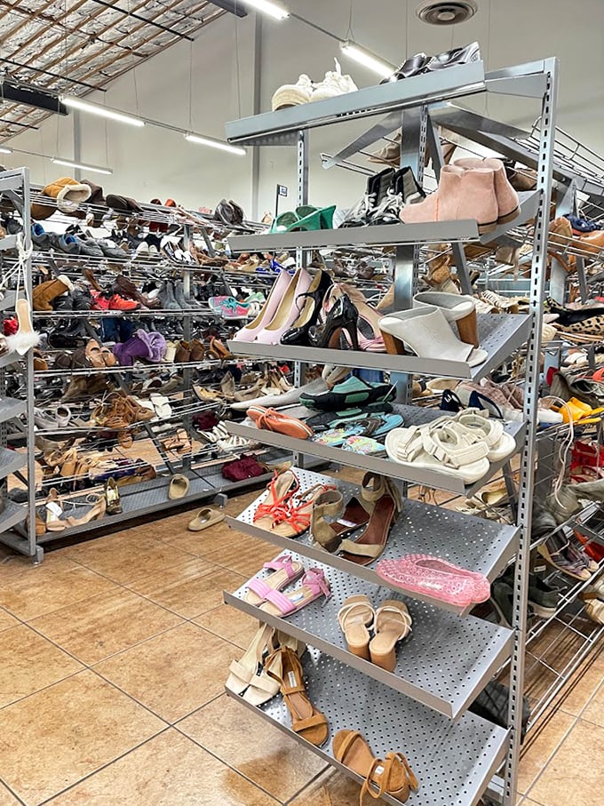 Shoe paradise for the fashion-forward bargain hunter. Like Cinderella's fairy godmother, this aisle transforms wardrobes without the midnight deadline.
