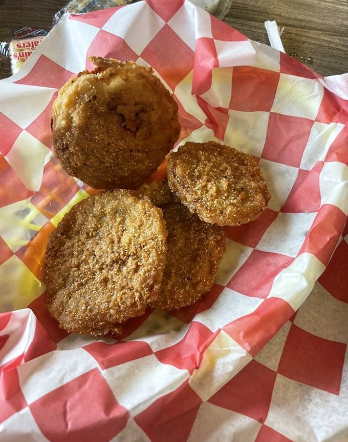 Golden-brown fried green tomatoes that crunch like autumn leaves—a Southern delicacy that makes Yankees wonder what else they've been missing.