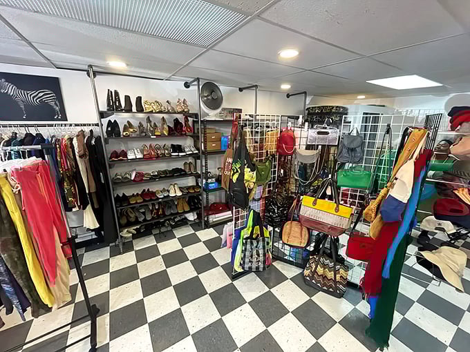 The accessories corner – where yesterday's designer handbags and statement shoes find tomorrow's appreciative owners.