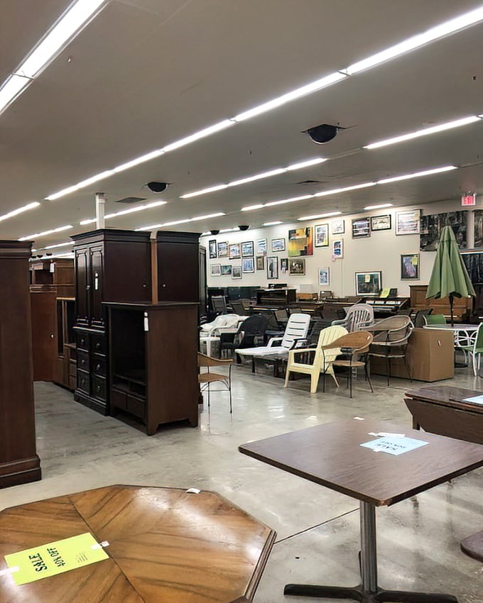 Where entertainment centers go to find their second act – surrounded by enough chairs to seat the entire cast of "Cheers."