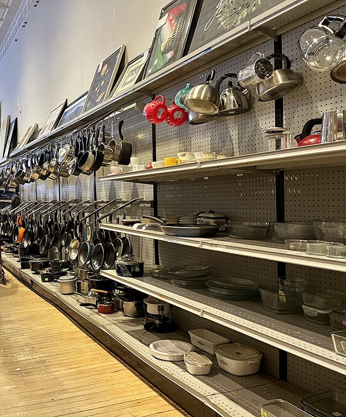 Kitchen utensil heaven—where future chefs and garage apartment dwellers alike can find that perfect pan without breaking the bank.