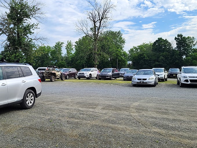 The packed parking area tells the story—Jake's isn't just a market, it's a weekend destination for bargain hunters from across the state.