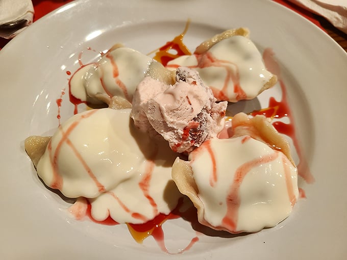 These pillowy pierogies draped in a delicate sauce aren't just dumplings—they're little pockets of joy that would make your Polish great-grandmother weep with pride.