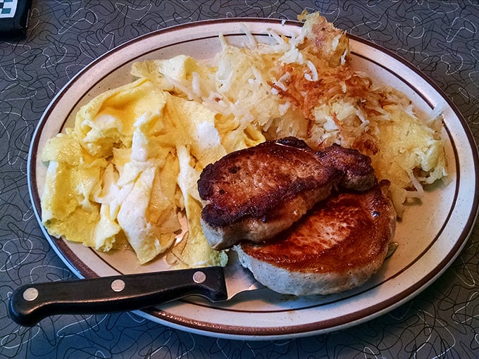 Pork chops that don't need a filter or fancy plating—just a sharp knife and your undivided attention. Comfort food poetry on a plate.