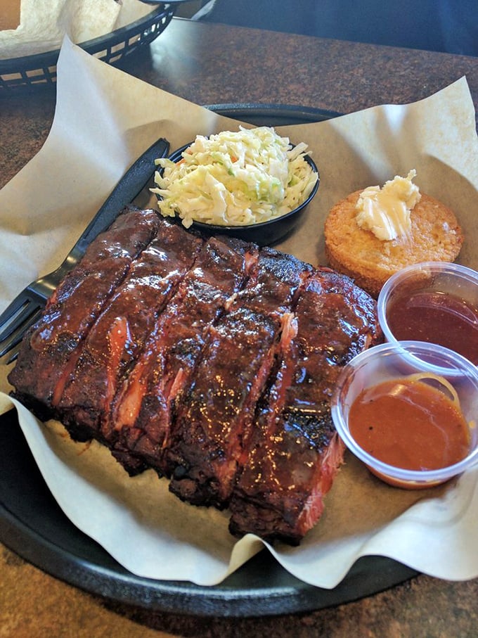 Ribs so perfectly glazed they could double as modern art – if art tasted this incredible.