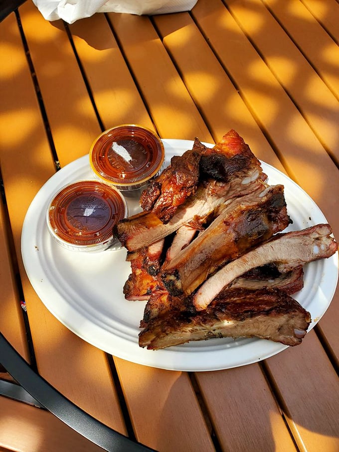 These pork ribs aren't just falling off the bone—they're practically jumping onto your fork, begging to be devoured.