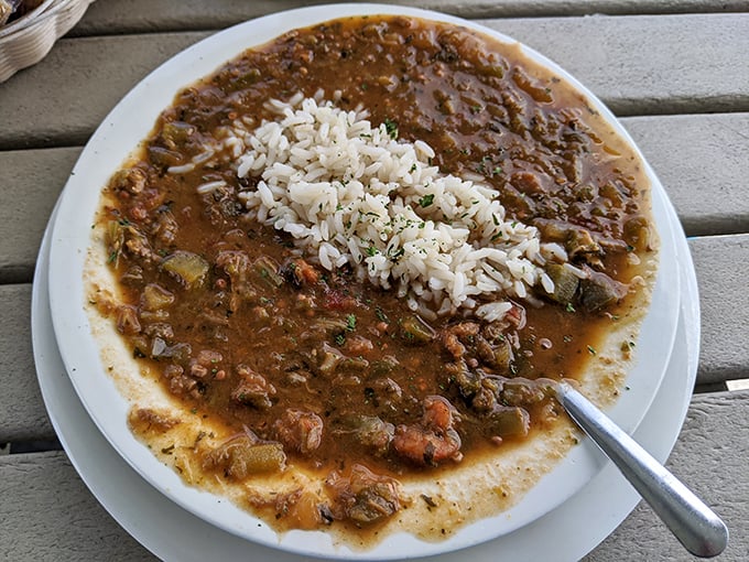 This isn't just gumbo; it's a history lesson in a bowl, telling stories of Creole influence with every spoonful of rich, seafood-studded broth.