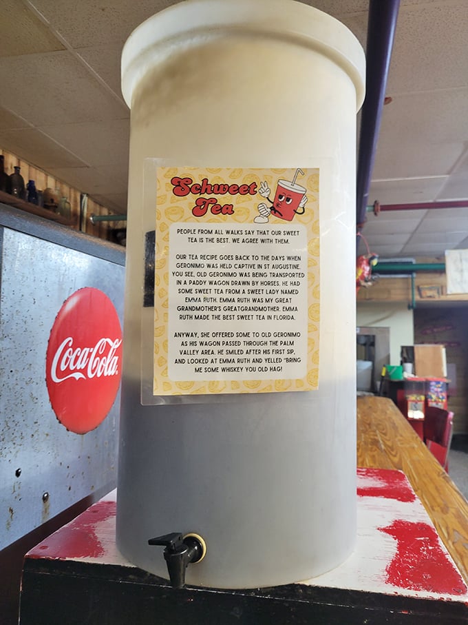 Their sweet tea comes with a story involving Geronimo and a sassy great-grandmother. Whether it's true doesn't matter—it tastes like Florida sunshine in a cup.