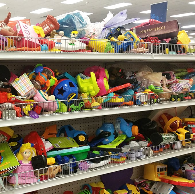 The toy section—a kaleidoscopic explosion of childhood memories where one generation's forgotten playthings become another's beloved discoveries.