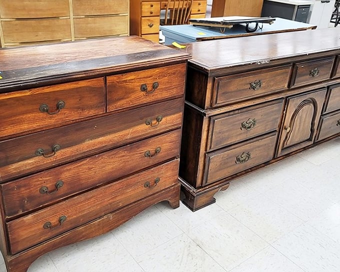 Solid wood dressers with stories to tell – these aren't particle board pretenders but genuine furniture with decades of character built in.