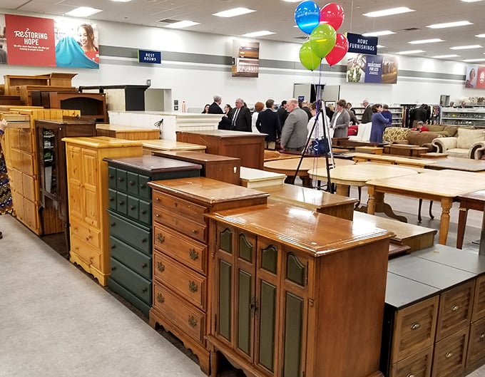 Solid wood furniture with stories to tell – that green dresser has probably held everything from love letters to leg warmers through the decades.