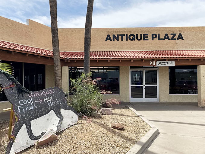 Antique Plaza's understated exterior hides Mesa's best-kept secret for collectors who appreciate quality over flashy marketing and empty promises.