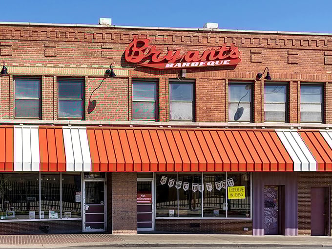 Arthur Bryant's classic brick façade has witnessed decades of barbecue history—and countless sauce-stained shirts.