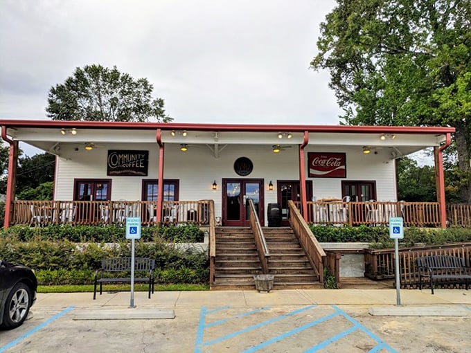 BRQ's welcoming white porch practically begs you to "come sit a spell" – Southern hospitality with smoke signals.