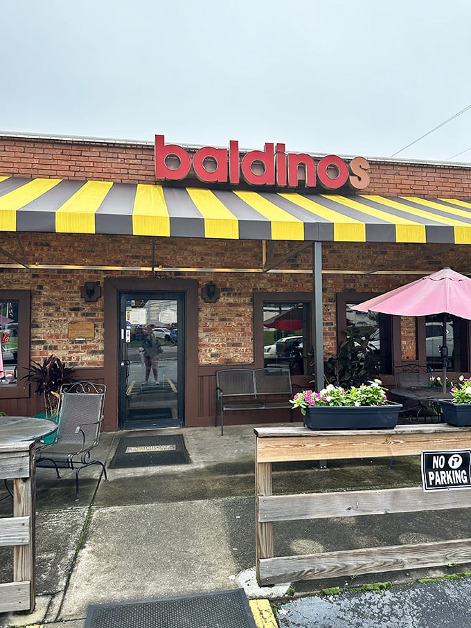 Baldinos' bold yellow and gray awning promises sandwiches as bright as their color scheme. Jersey-sized portions in the heart of Georgia – what's not to love?