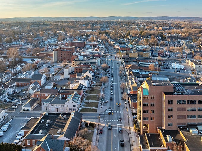 Ephrata from above – centuries of history nestled between rolling hills that haven't changed their mind about beauty.