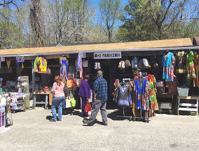 This outdoor market transforms shopping into a social event where neighbors gather under open skies.