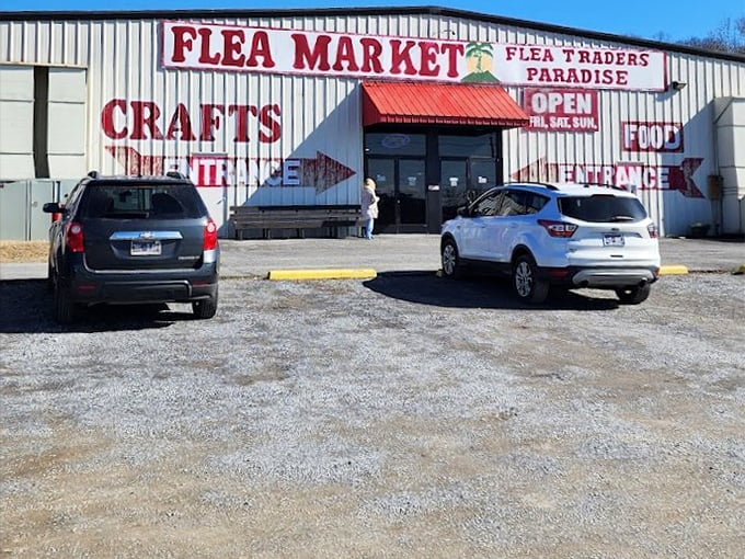 Flea Traders Paradise welcomes bargain hunters with its no-nonsense exterior – don't judge this treasure trove by its cover!