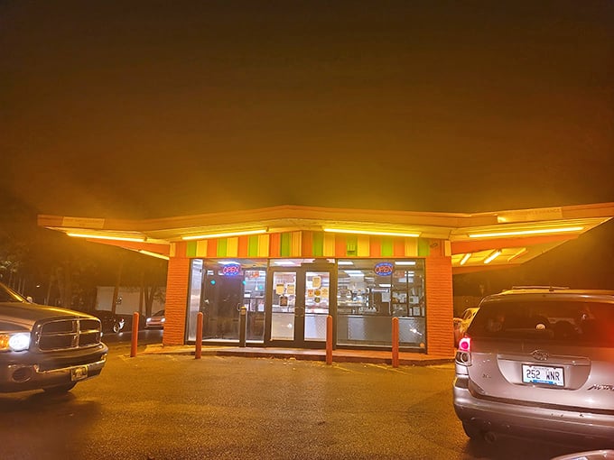 Indi's neon sign glows like a beacon in the night. When chicken cravings strike after dark, follow the light.
