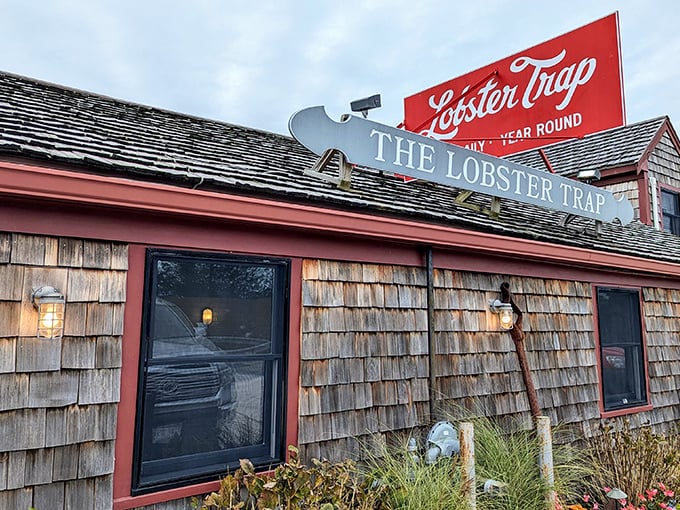 That red lobster sign isn't subtle, but neither is the incredible flavor waiting behind those cedar shingles.