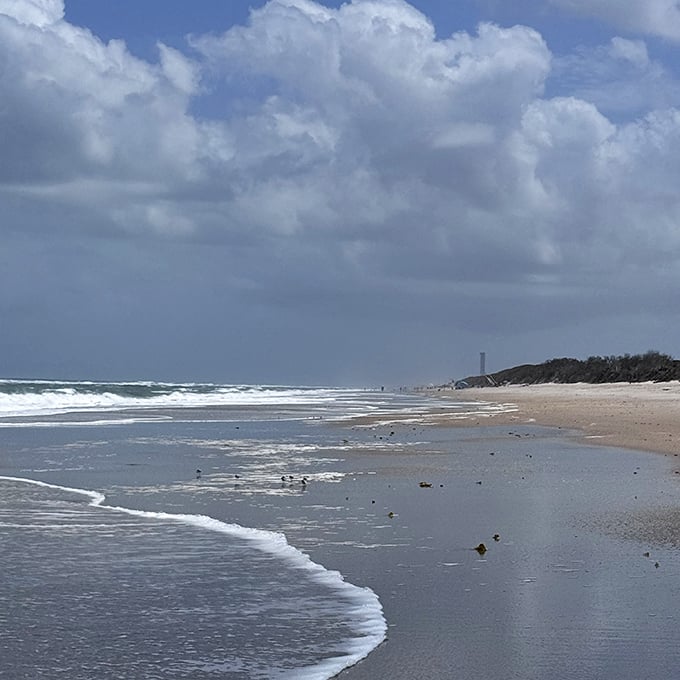 Playalinda's moody skies – where dramatic clouds create a theater backdrop for your beach day performance.