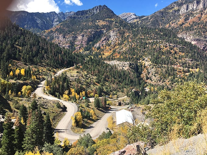The view from Ridgway captures the essence of mountain living – dramatic peaks, winding roads, and autumn gold painting the landscape.