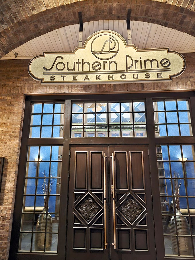 That arched entrance isn't just gorgeous – it's a portal to some of North Carolina's finest steaks.
