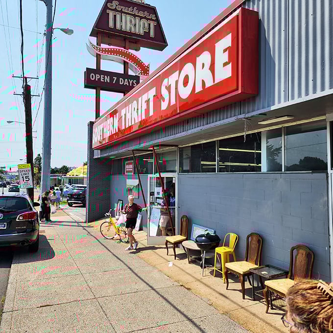 Southern Thrift's sidewalk furniture display is like an appetizer before the main course of bargains inside.
