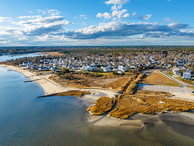 Aerial view showcasing coastal living without coastal prices – where water views don't require a waterfall of cash.