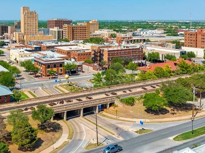 From above, Abilene looks like a movie set waiting for its next Western reboot—minus the tumbleweeds.