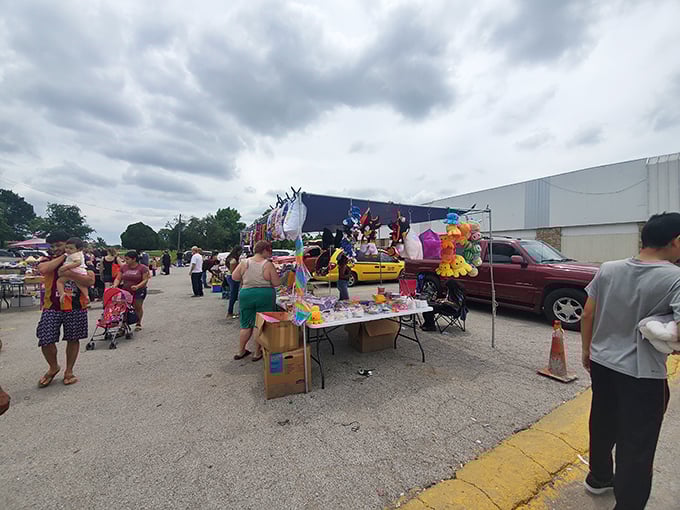 Outdoor vendors bring that authentic swap meet energy where every table holds potential treasure discoveries. 
