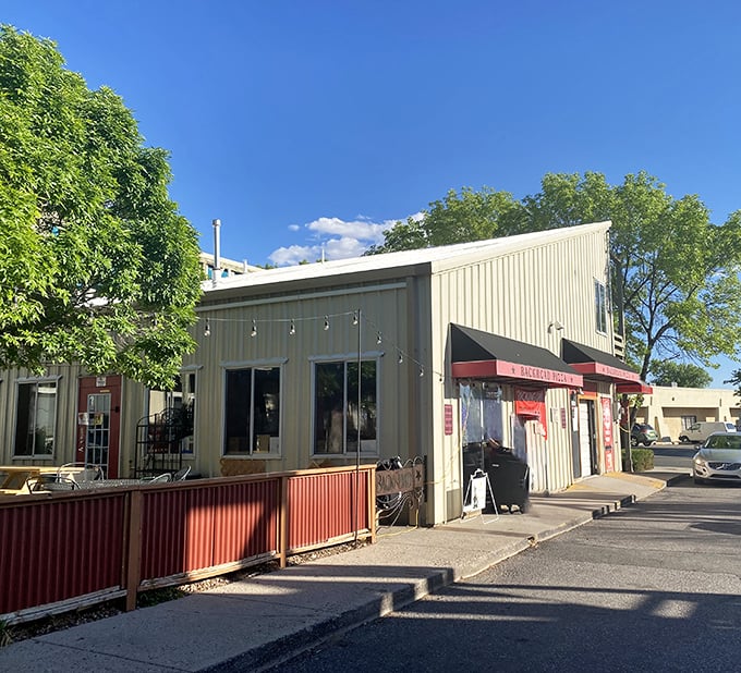 Industrial on the outside, artisanal on the inside. Back Road Pizza's metal exterior hides Santa Fe's most creative pizza laboratory.